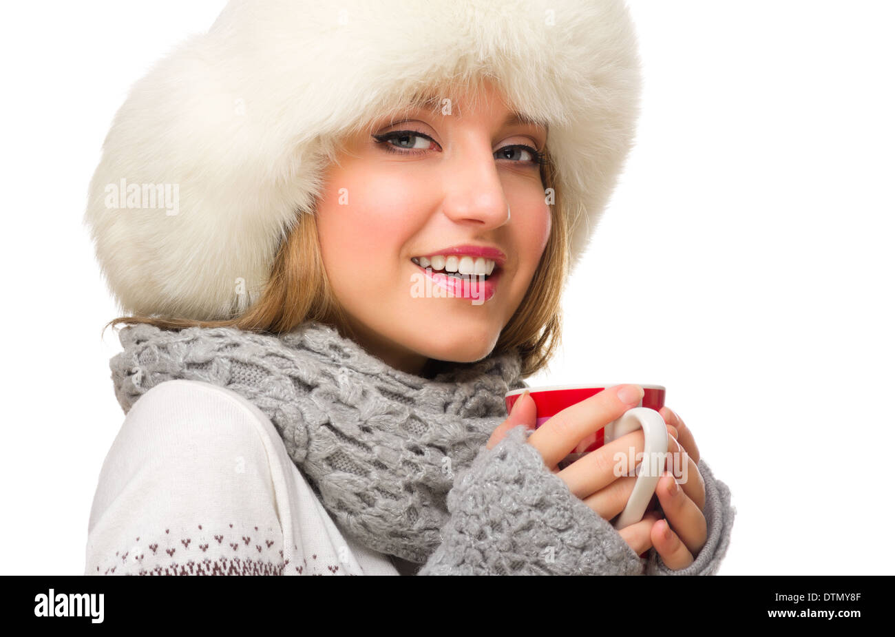 Young girl with mug isolated Stock Photo - Alamy