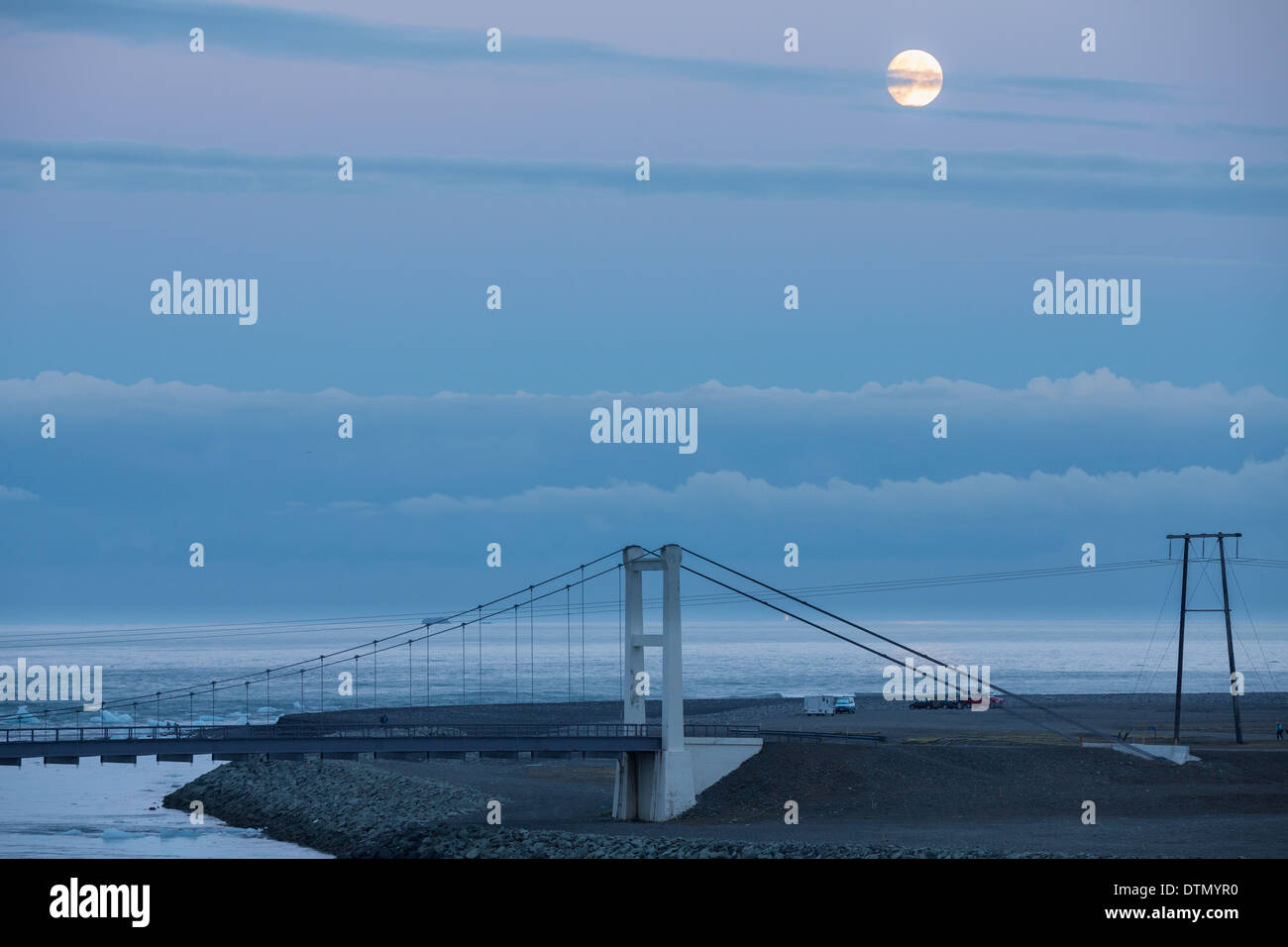 Bridge and full moon Stock Photo - Alamy