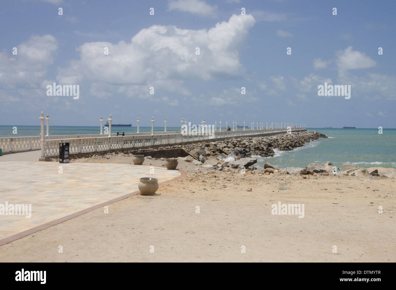 Brazil, Fortaleza. Futuro Beach and pier, popular beach that fronts the ...