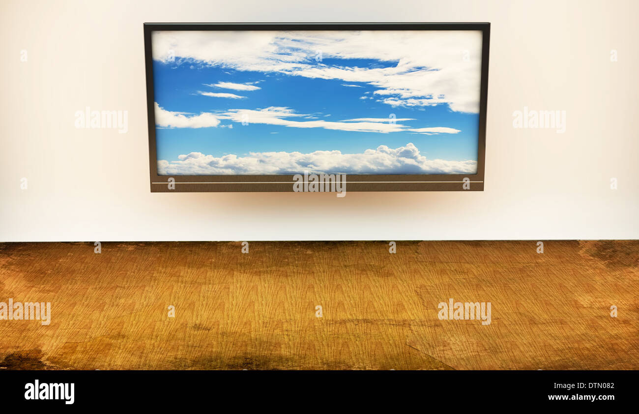 Monitor tv with an image of heaven on the screen Stock Photo - Alamy