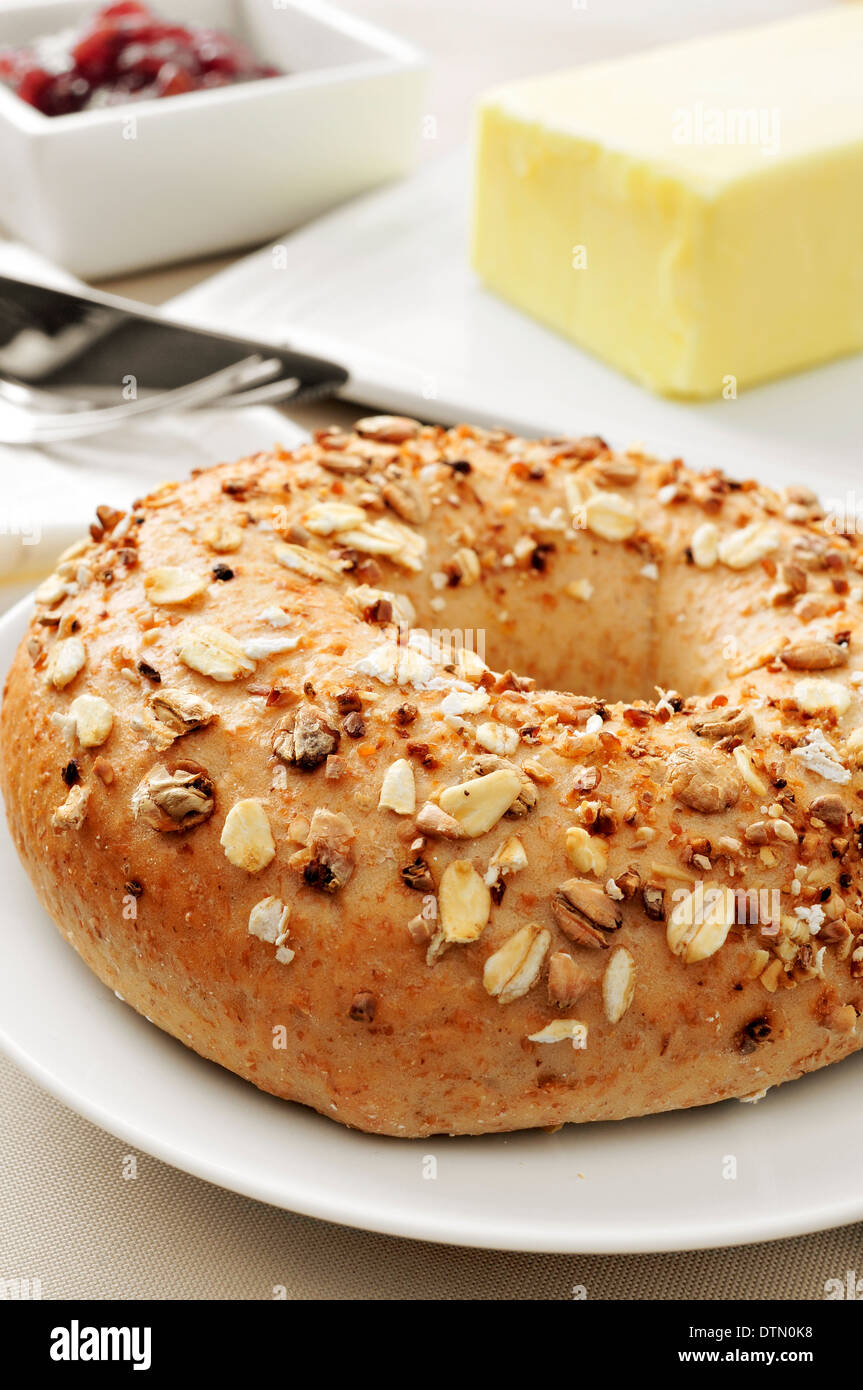 Whole wheat bagel and butter hi-res stock photography and images - Alamy