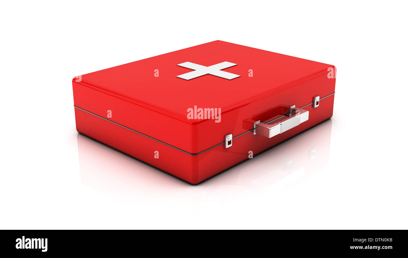 First aid kit on white background with reflection Stock Photo - Alamy