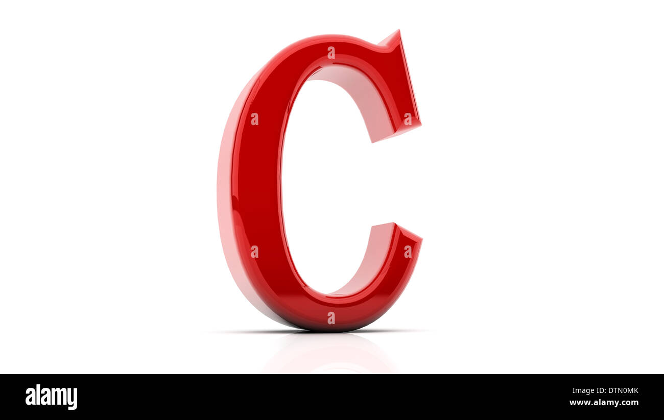 3d letter C bright red on white background Stock Photo - Alamy