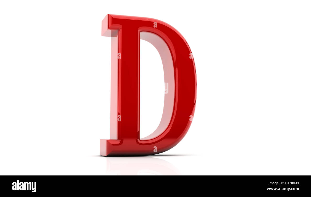 3d letter D bright red on white background Stock Photo - Alamy