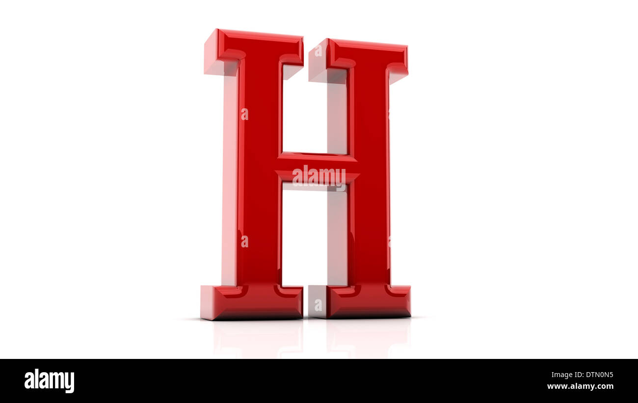 3d letter H bright red on white background Stock Photo - Alamy