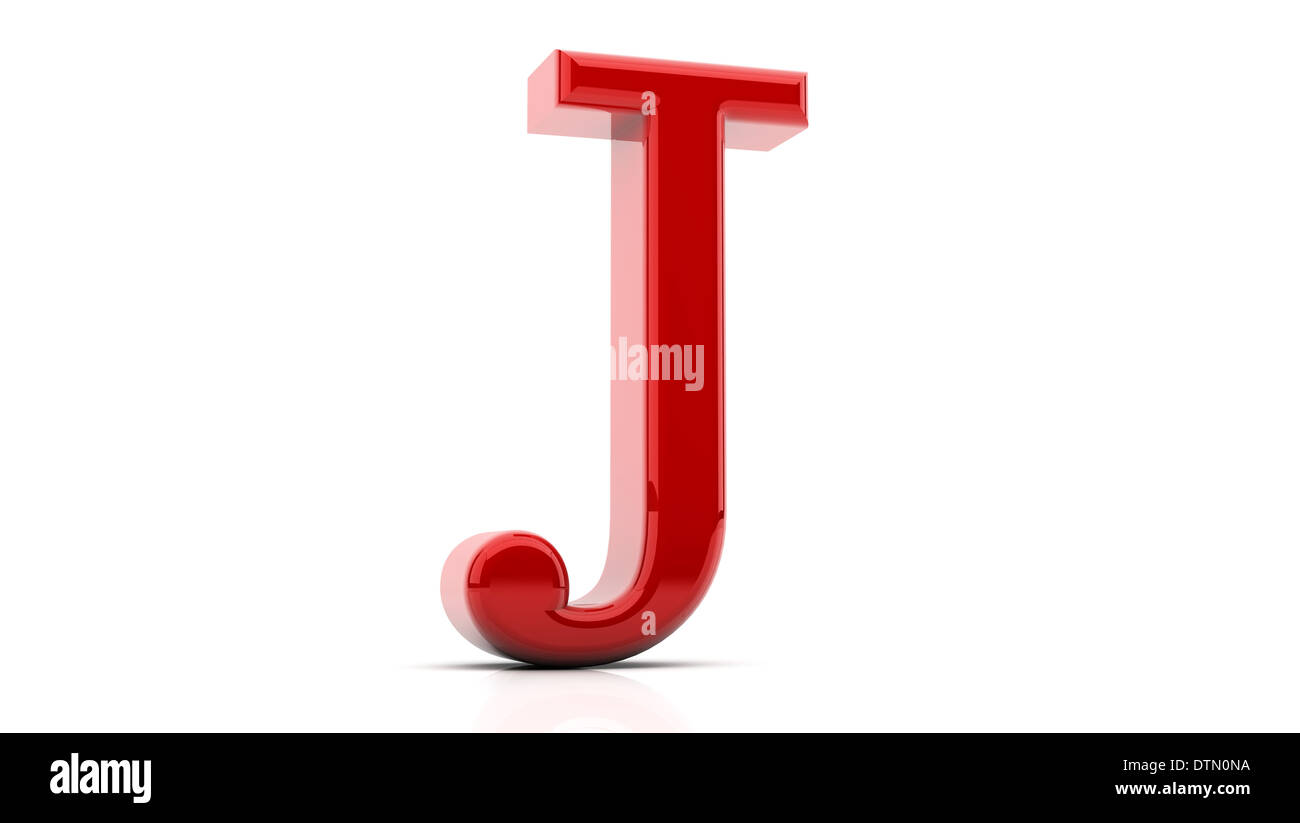 3d letter J bright red on white background Stock Photo - Alamy