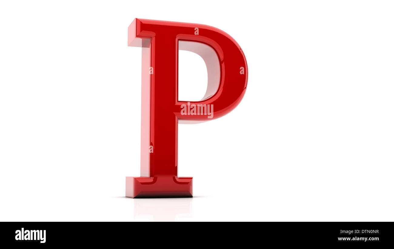 3d letter P bright red on white background Stock Photo - Alamy
