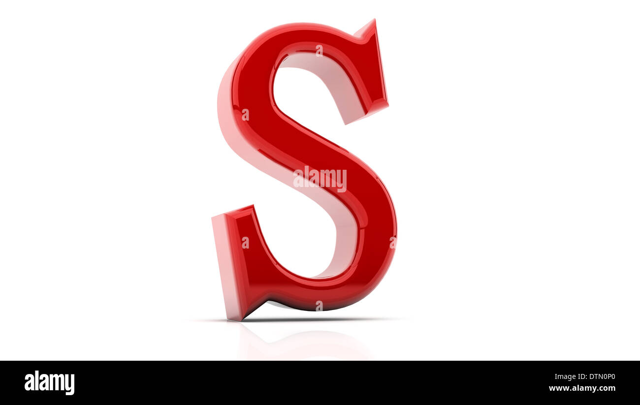 3d letter S bright red on white background Stock Photo - Alamy