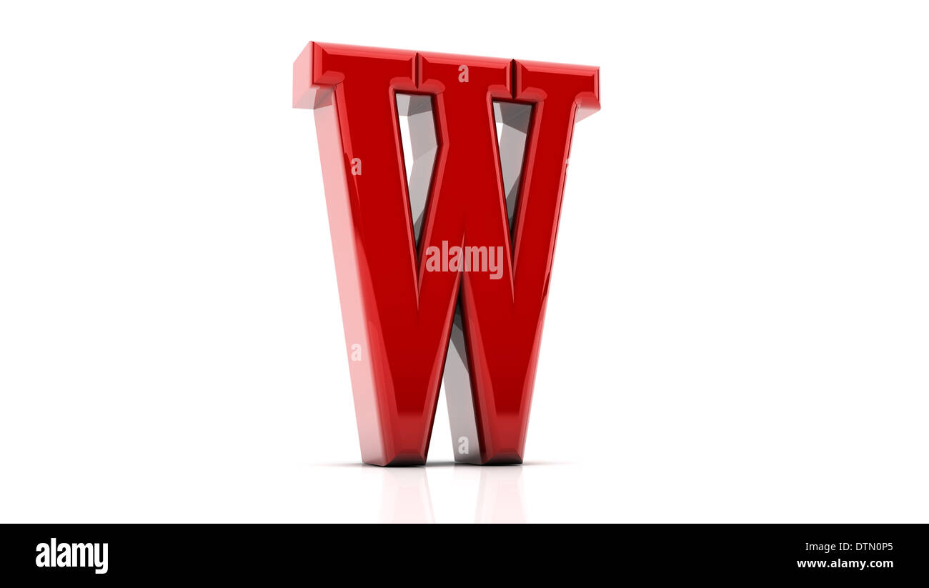 3d letter W bright red on white background Stock Photo - Alamy