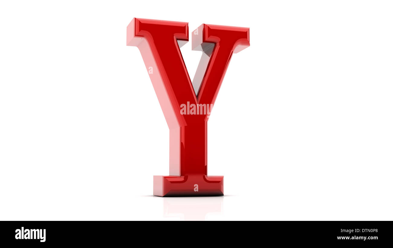 3d letter Y bright red on white background Stock Photo - Alamy