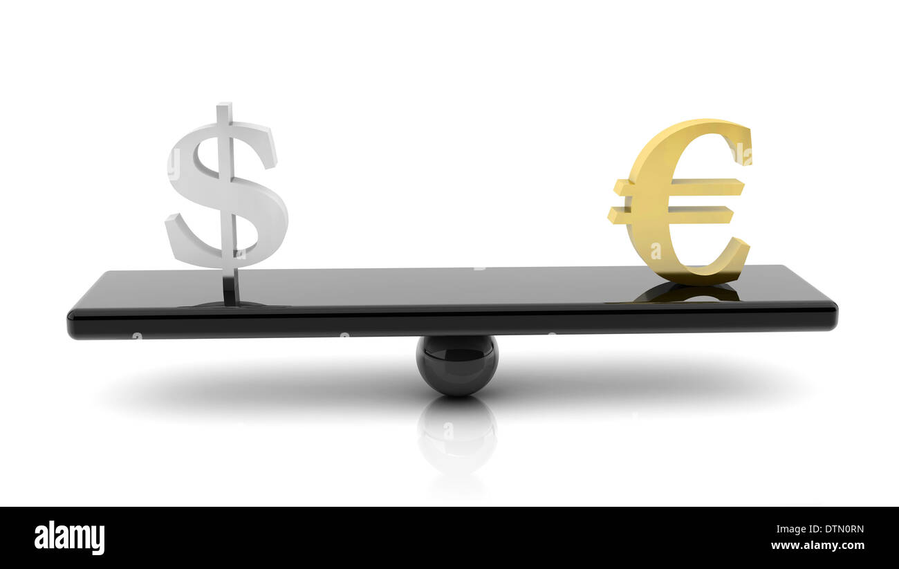3d scale of dollar and euro on white background Stock Photo - Alamy