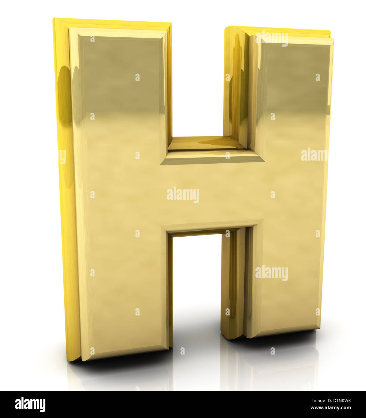 3d letter H golden on white background Stock Photo - Alamy