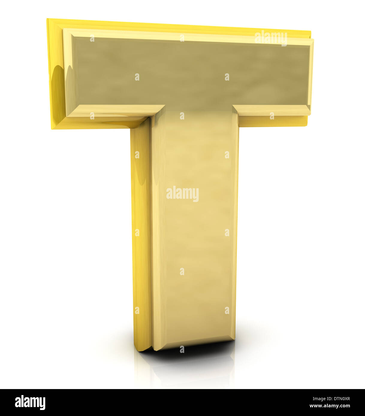 3d letter T golden on white background Stock Photo - Alamy