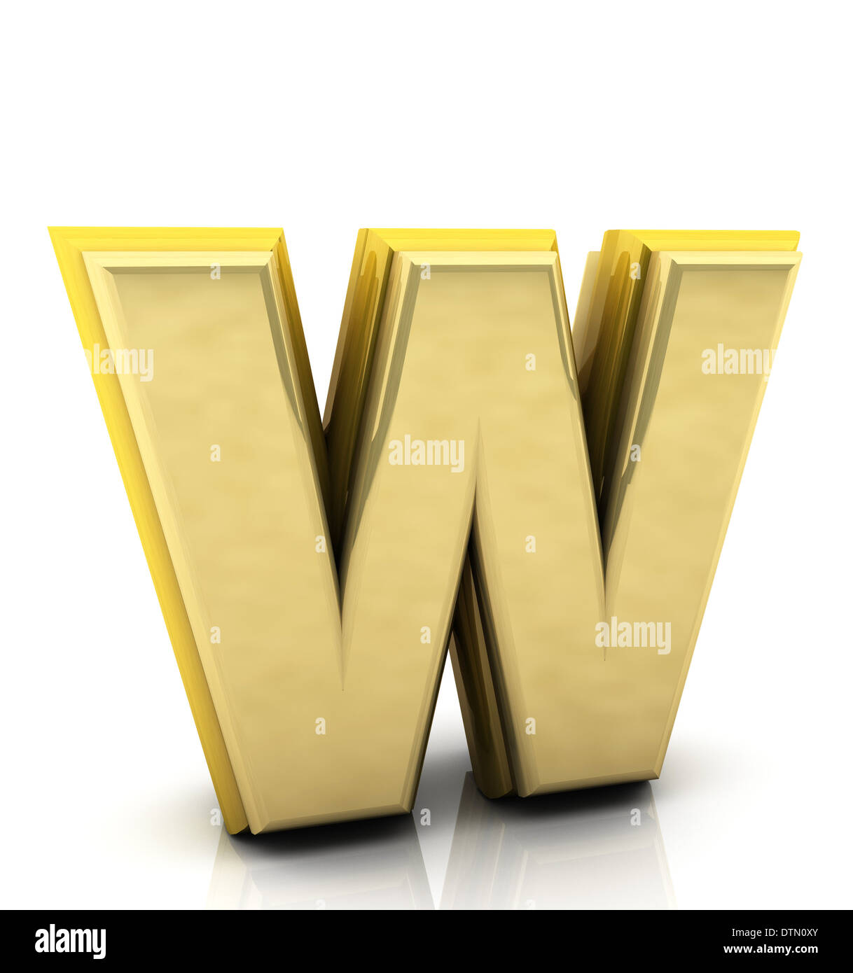 3d letter W golden on white background Stock Photo - Alamy