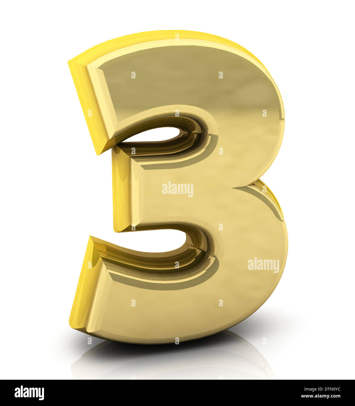 3d Number three in gold on white background Stock Photo - Alamy