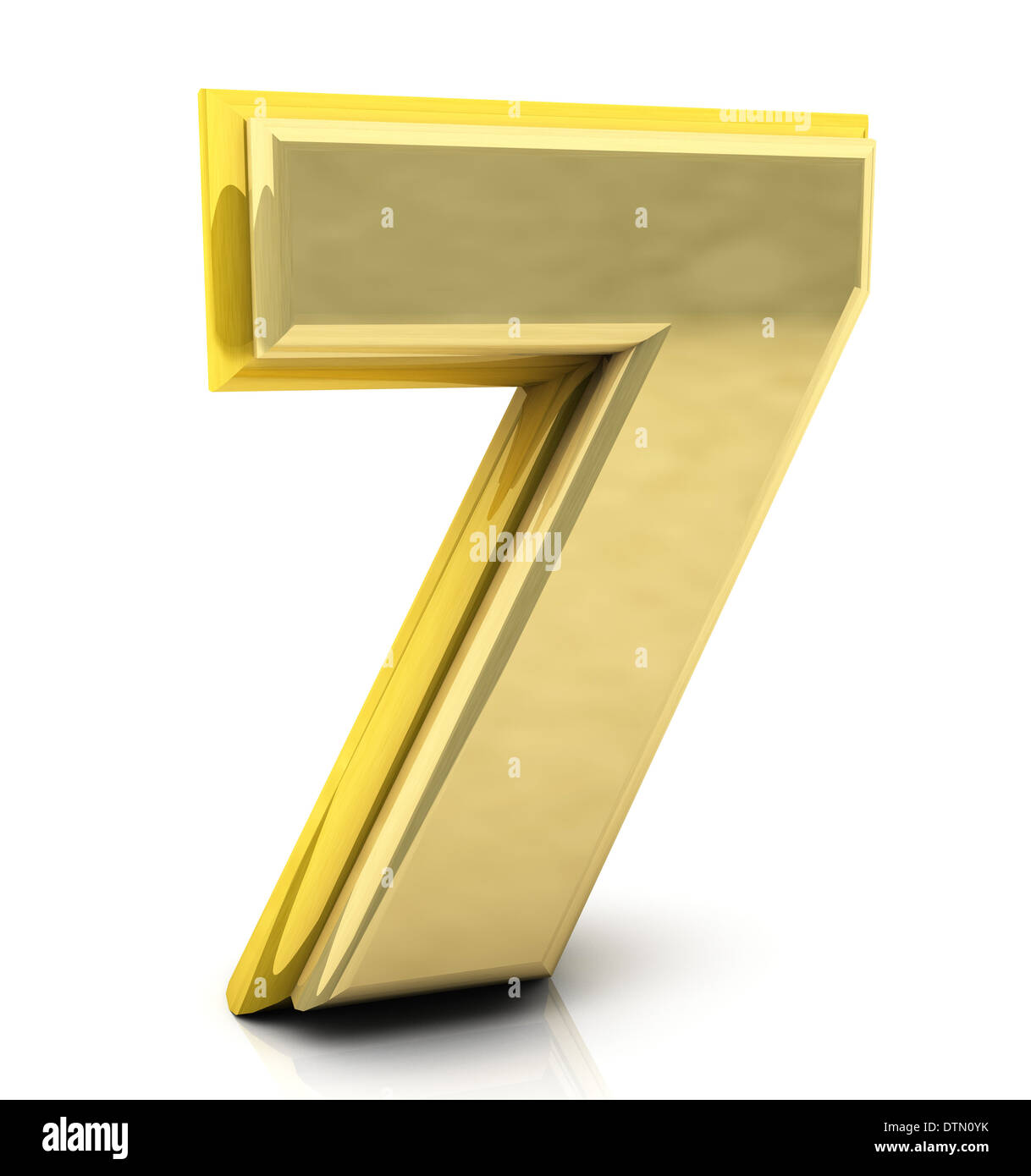 3d Number seven in gold on white background Stock Photo - Alamy