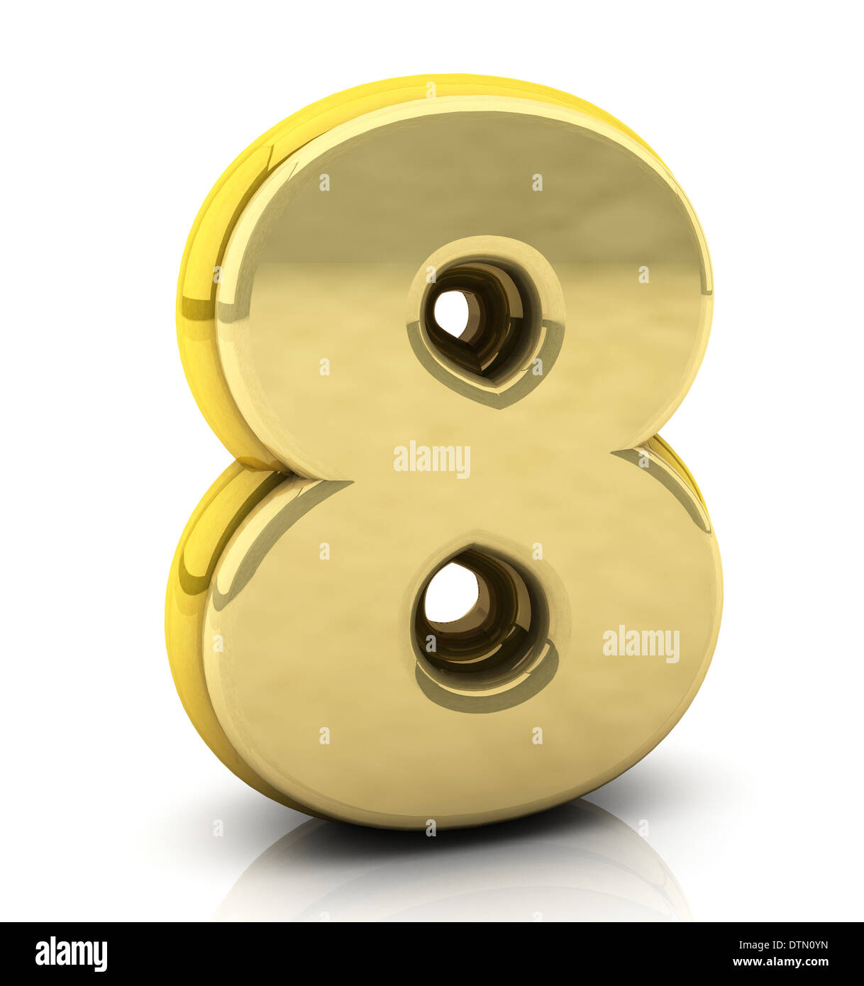 3d Number eight in gold on white background Stock Photo - Alamy