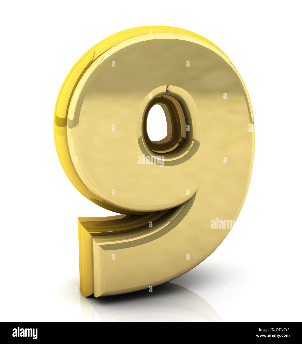3d Number nine in gold on white background Stock Photo - Alamy