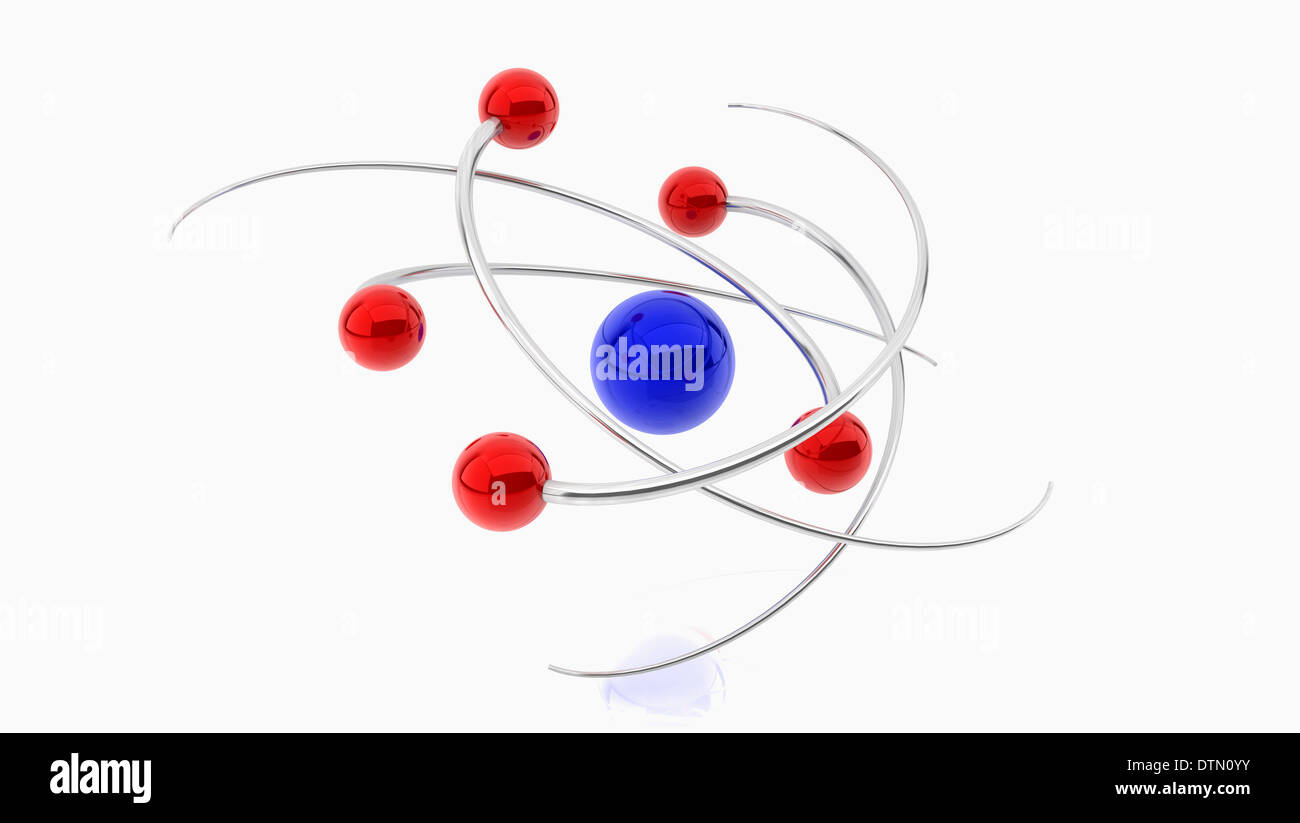 3d atom structure on white background Stock Photo - Alamy