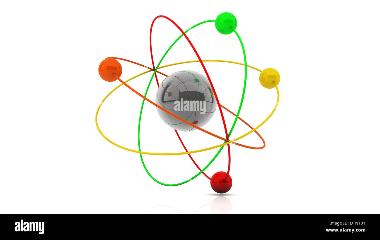 3d atom structure on white background Stock Photo - Alamy