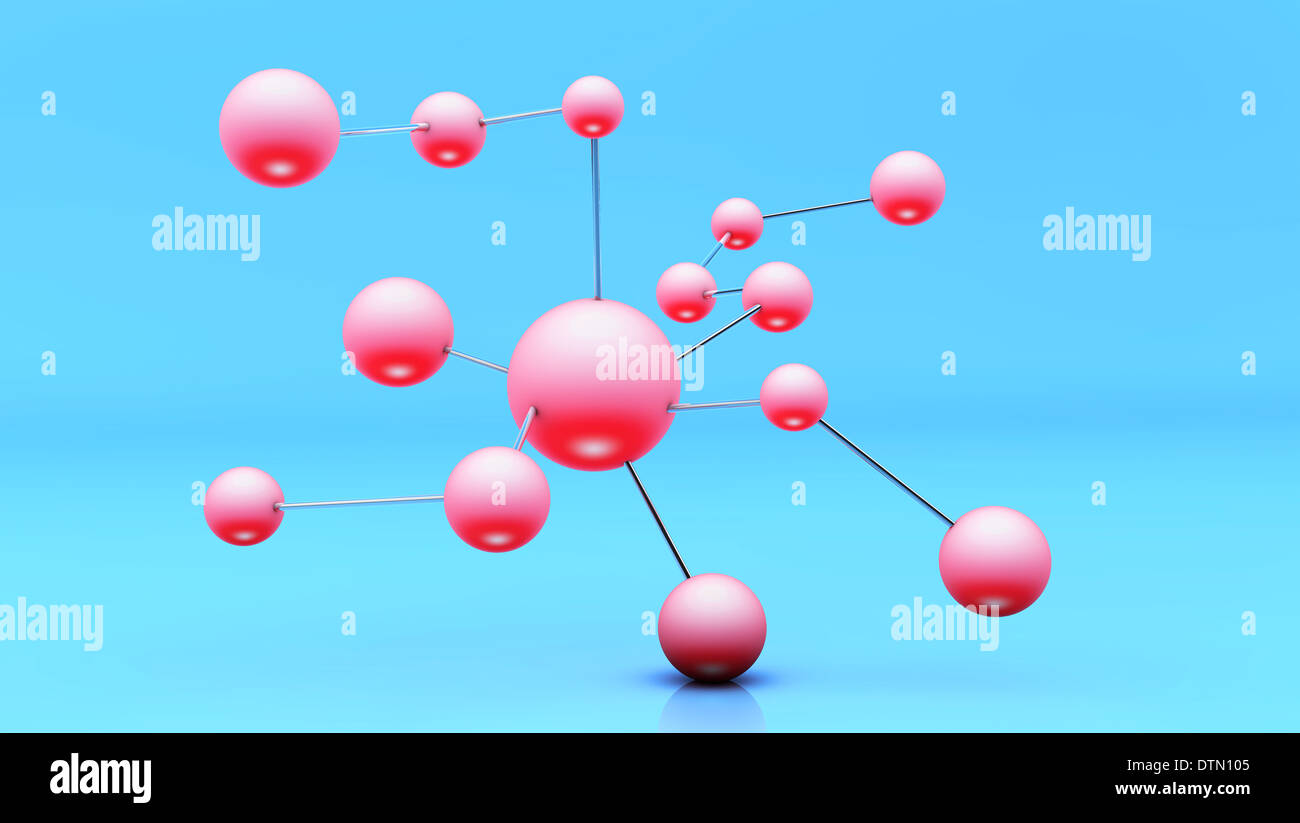 3d atom structure on blue background Stock Photo - Alamy