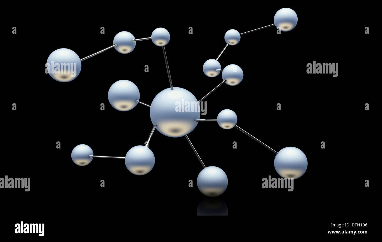 3d atom structure on black background Stock Photo - Alamy
