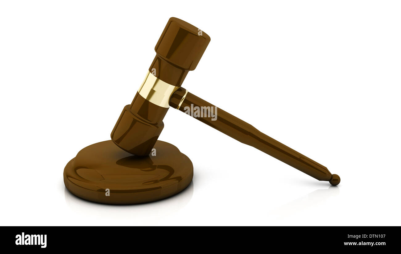 3d mallet of justice on white background Stock Photo - Alamy