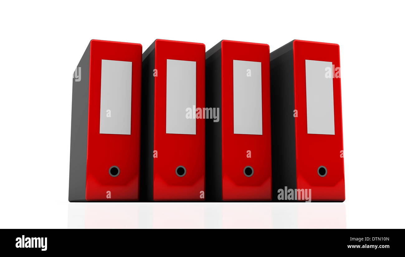 Several red file folders on white background in 3d Stock Photo - Alamy