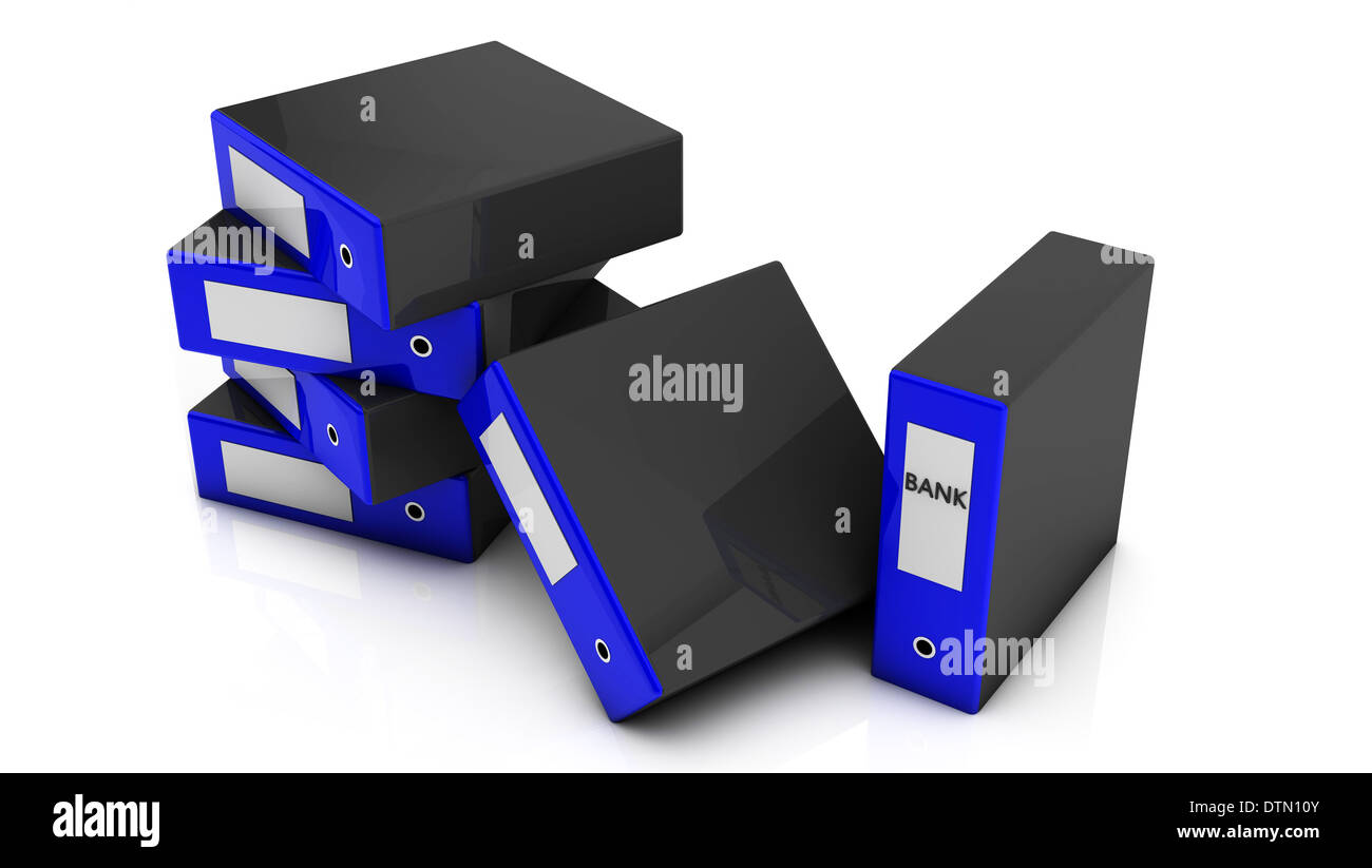 Several blue file folders on white background in 3d Stock Photo - Alamy