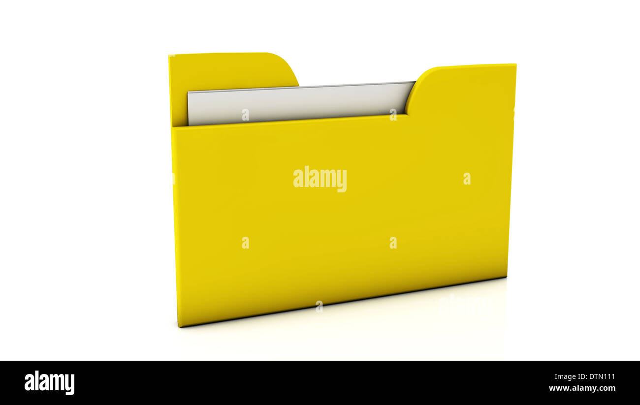 3d yellow file folder on white background Stock Photo - Alamy