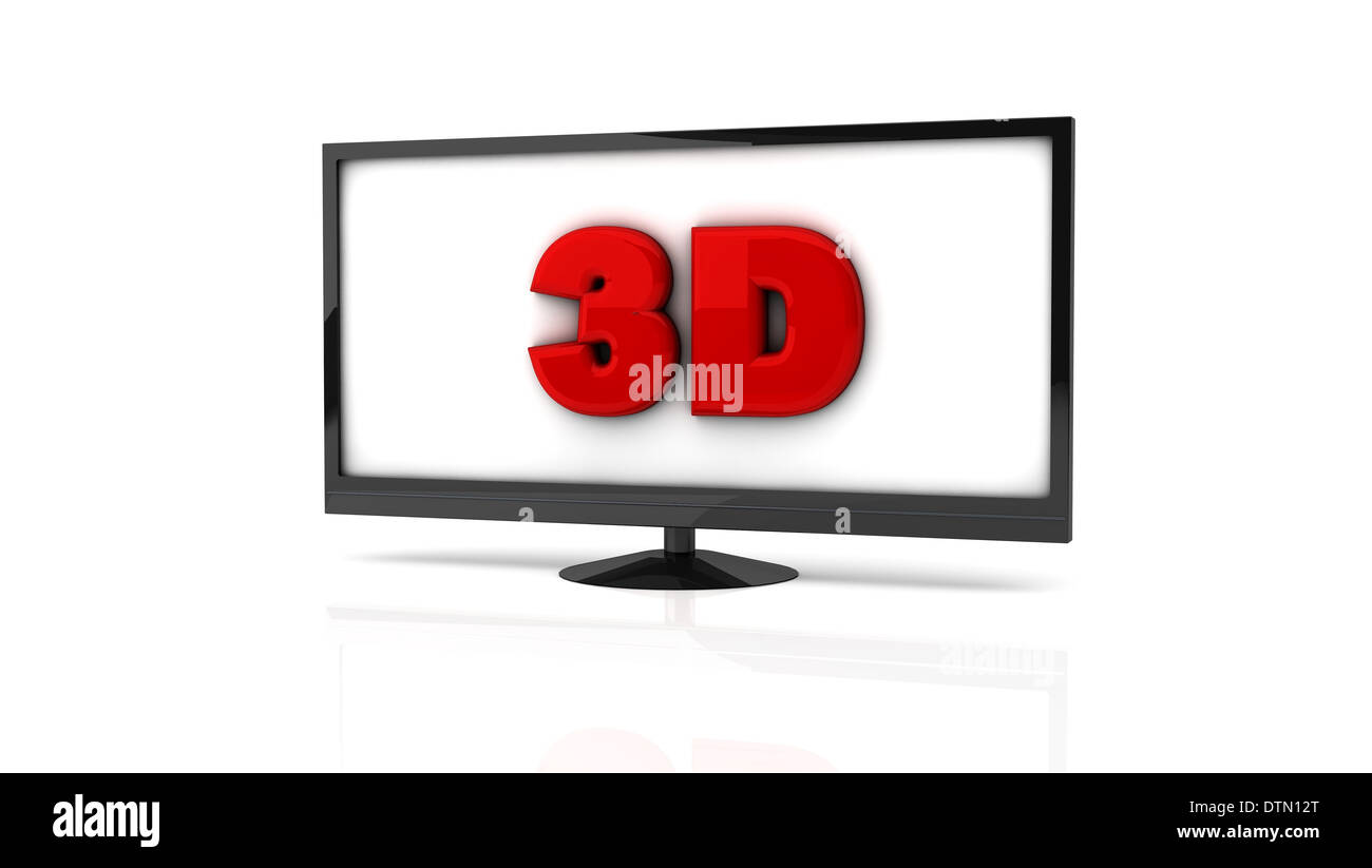 Television with 3d symbol on white background Stock Photo - Alamy