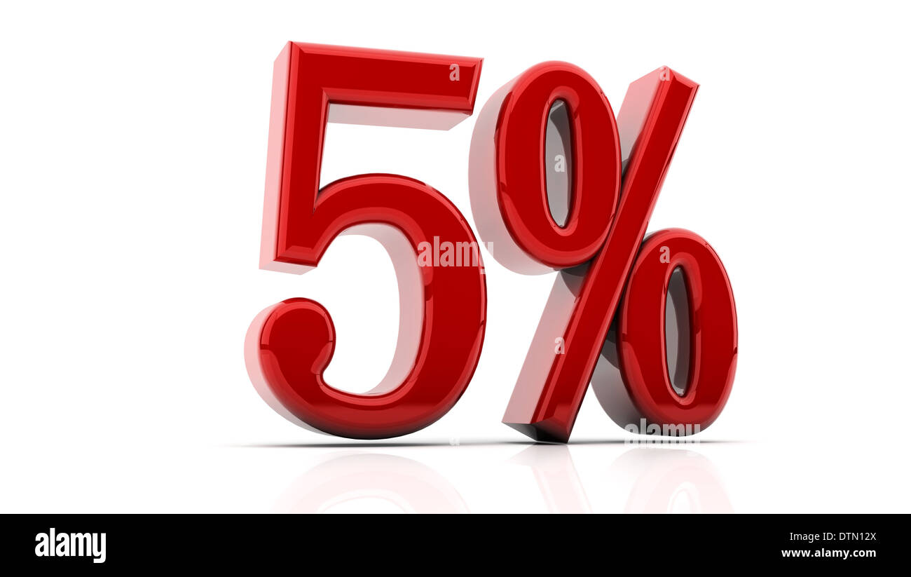 Five percent in 3d on white background Stock Photo - Alamy