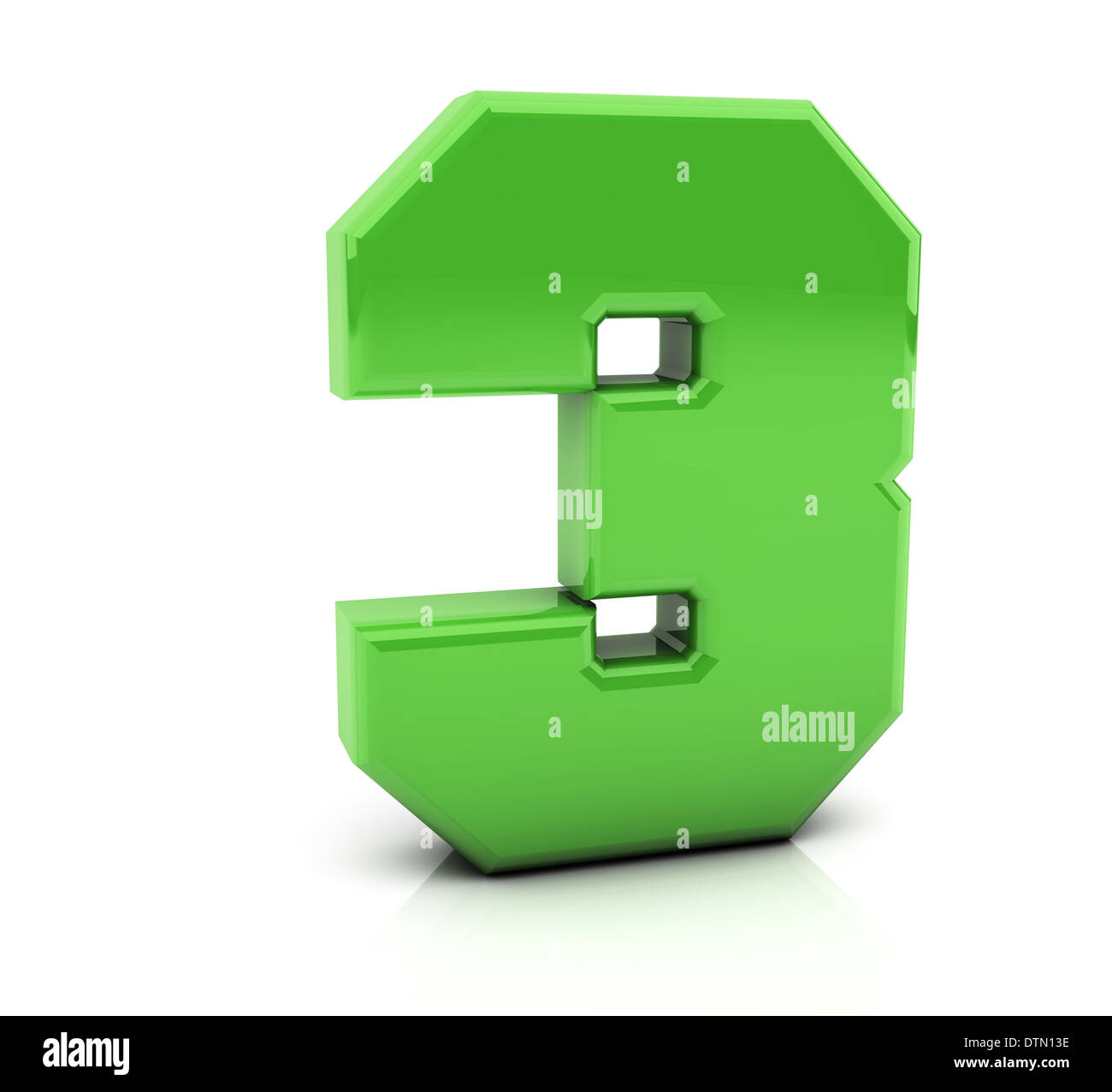 3d Number three in green on white background Stock Photo - Alamy