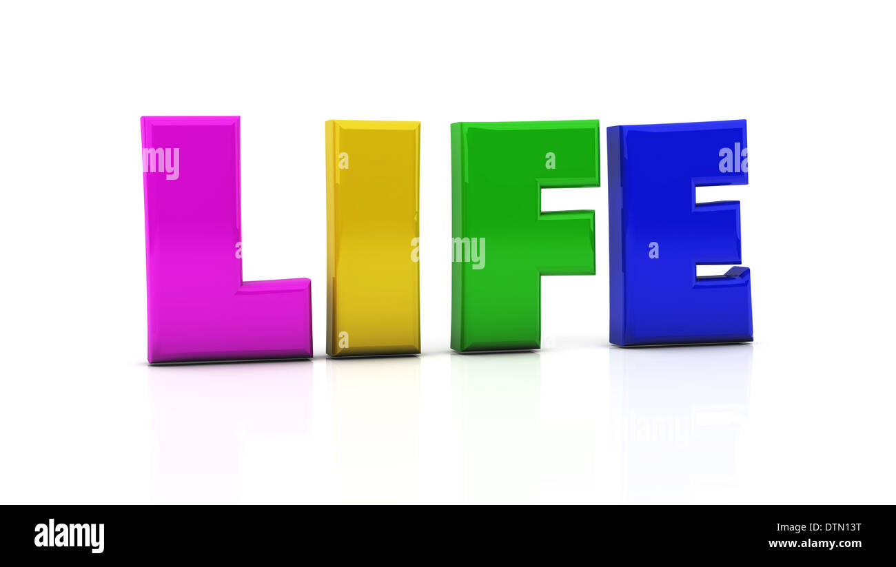 Word life in colors on white background Stock Photo - Alamy