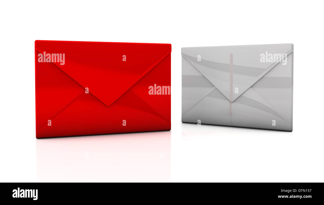 Two envelopes of white and red on white background Stock Photo - Alamy