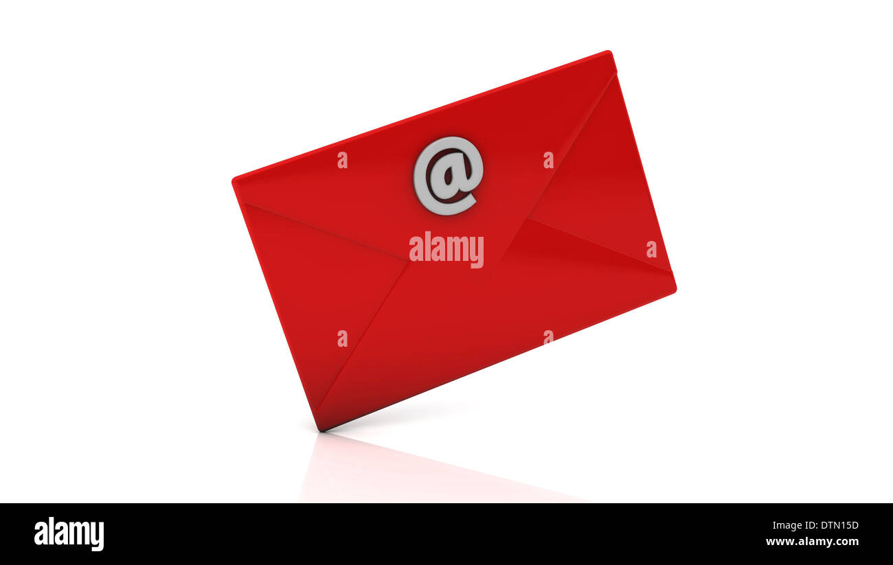 Red Envelope with @ Symbol on white background Stock Photo - Alamy