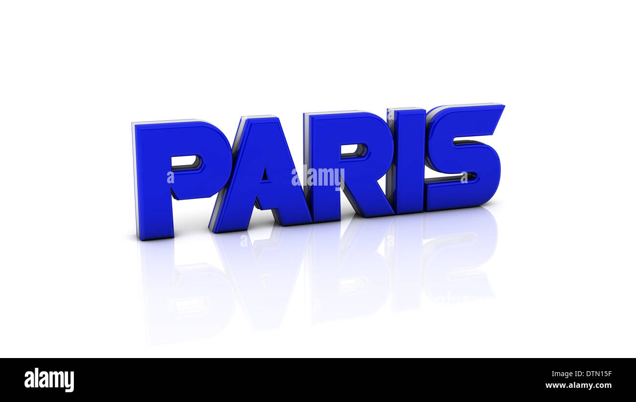 Word Paris in blue and white Stock Photo - Alamy