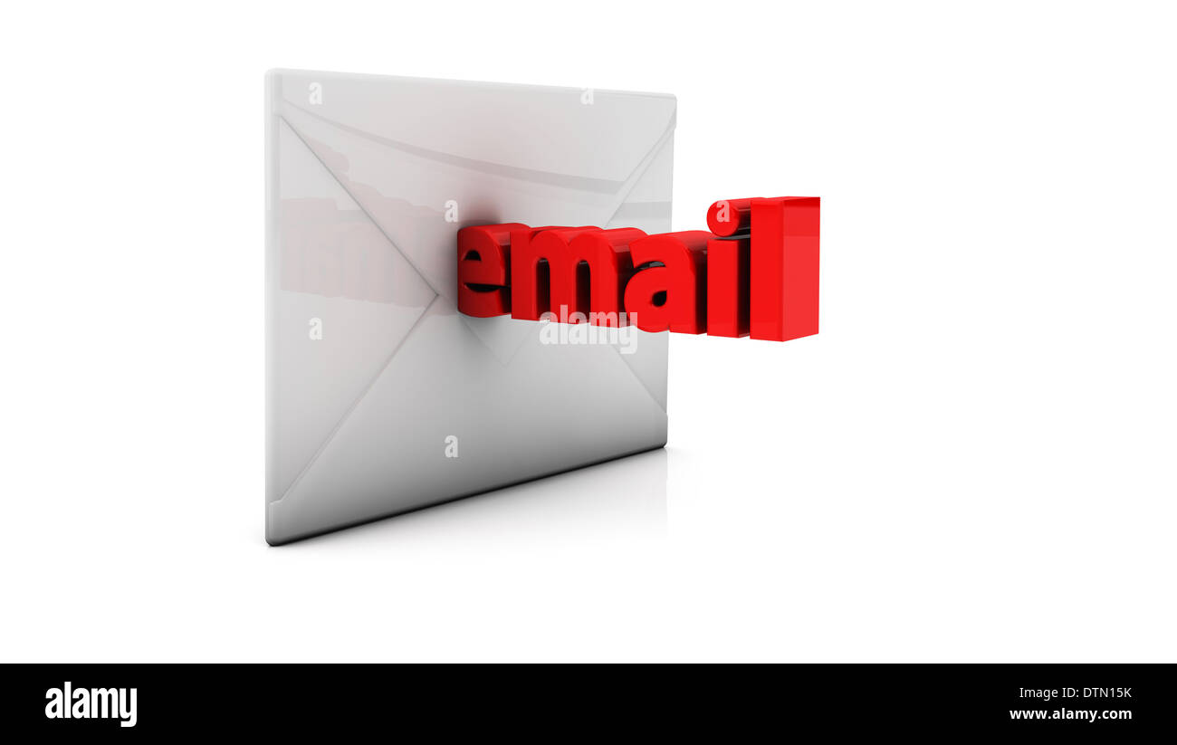 Word email leaving an envelope in 3d Stock Photo - Alamy