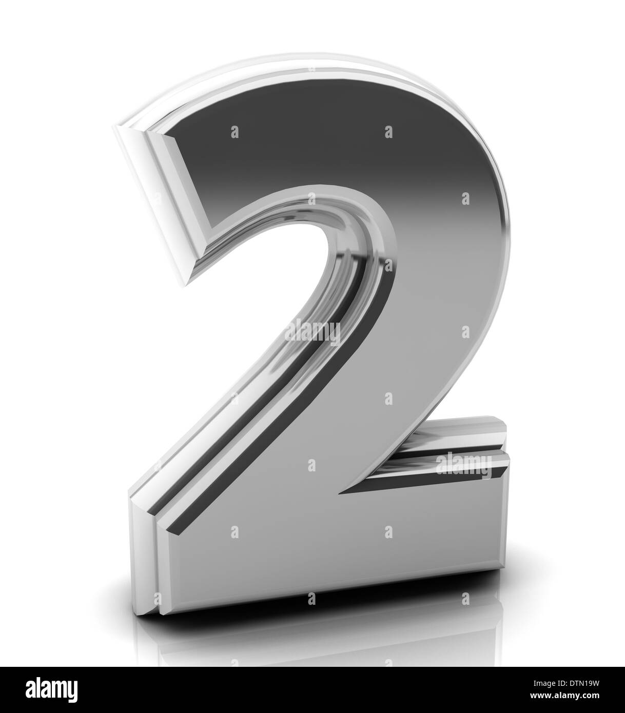 3d Number two in silver on white background Stock Photo - Alamy