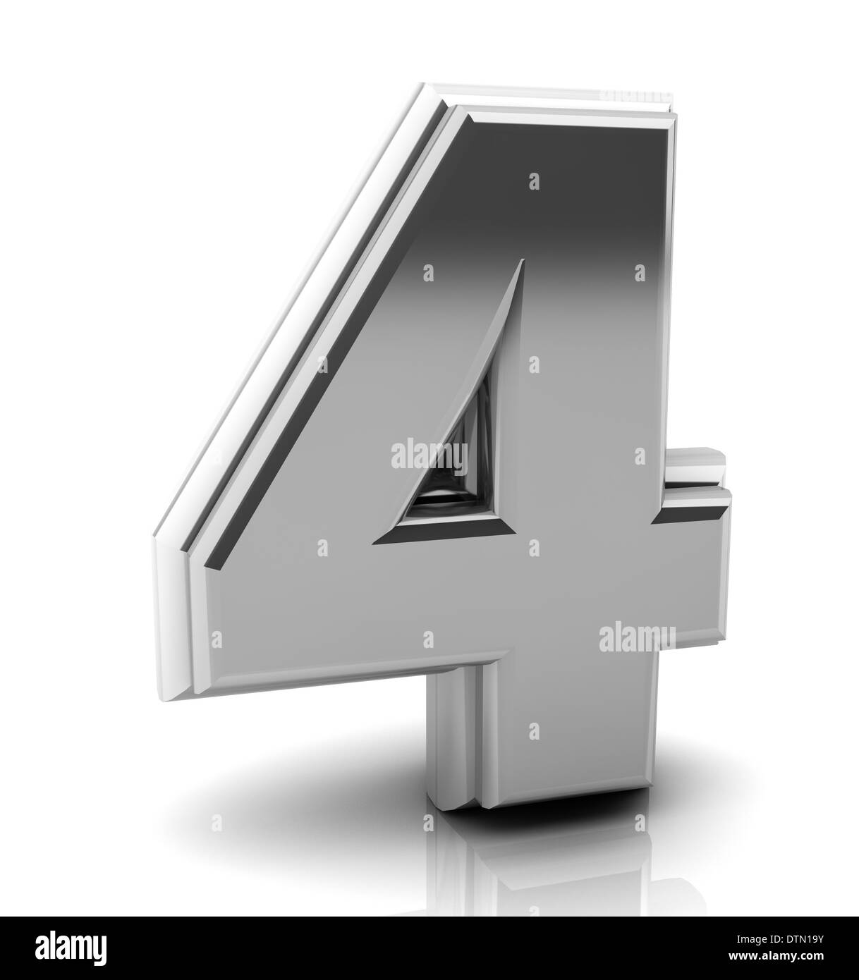 3d Number four in silver on white background Stock Photo - Alamy