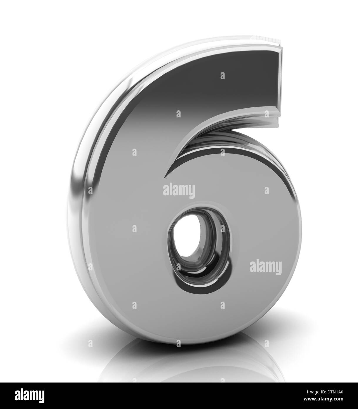 3d Number six in silver on white background Stock Photo - Alamy