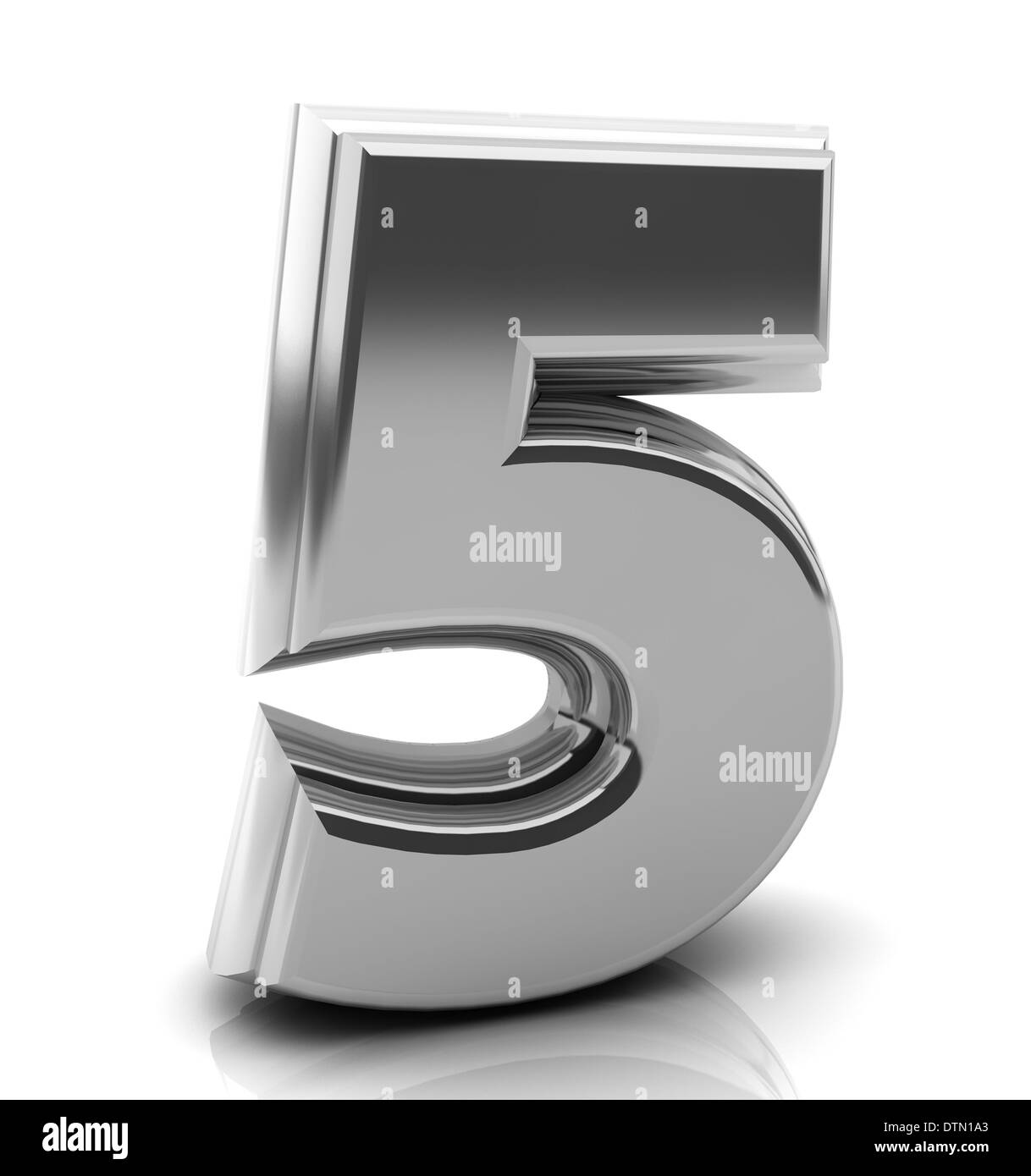 3d Number five in silver on white background Stock Photo - Alamy