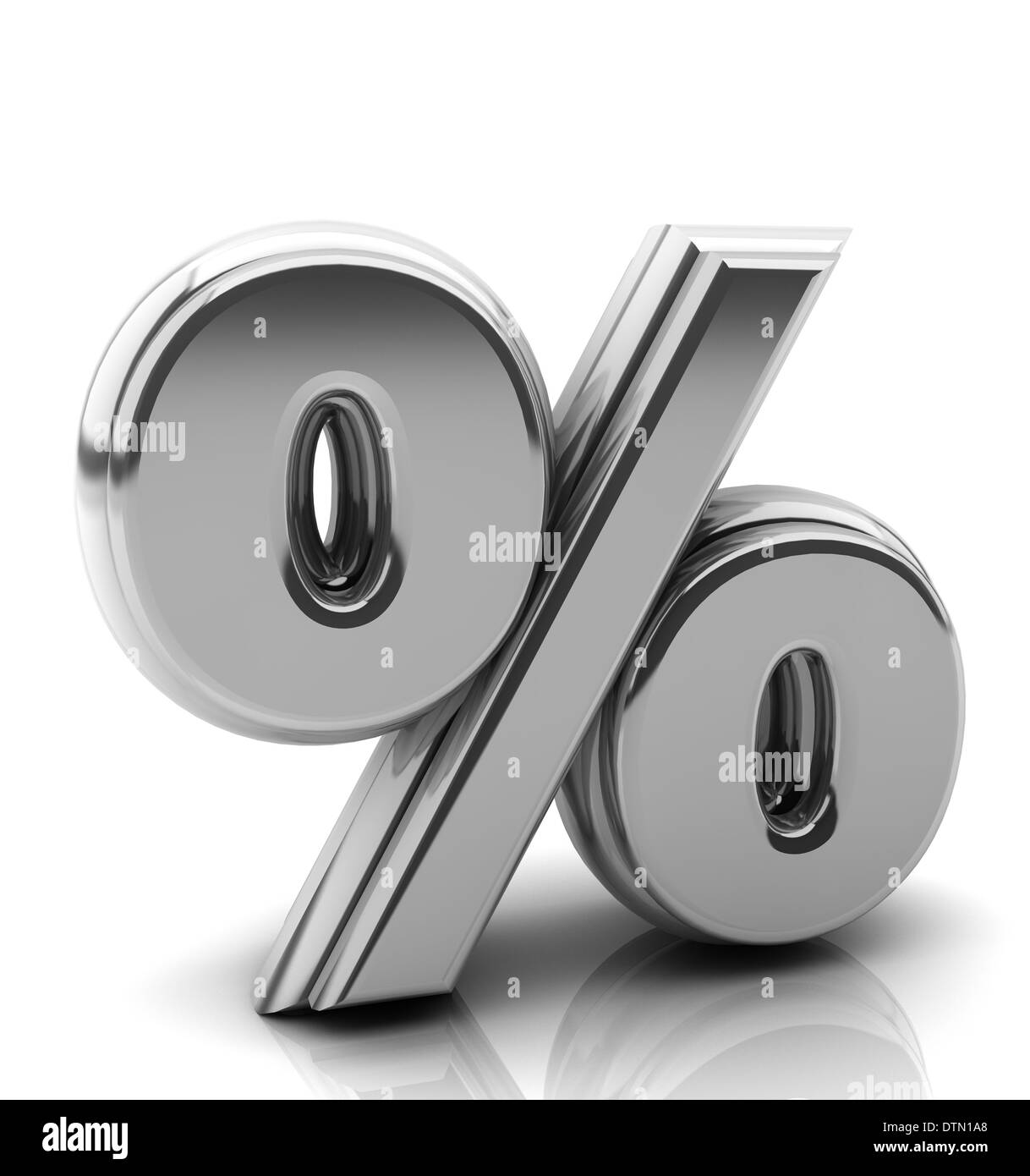 Render silver percentage symbol in 3d on white background Stock Photo - Alamy