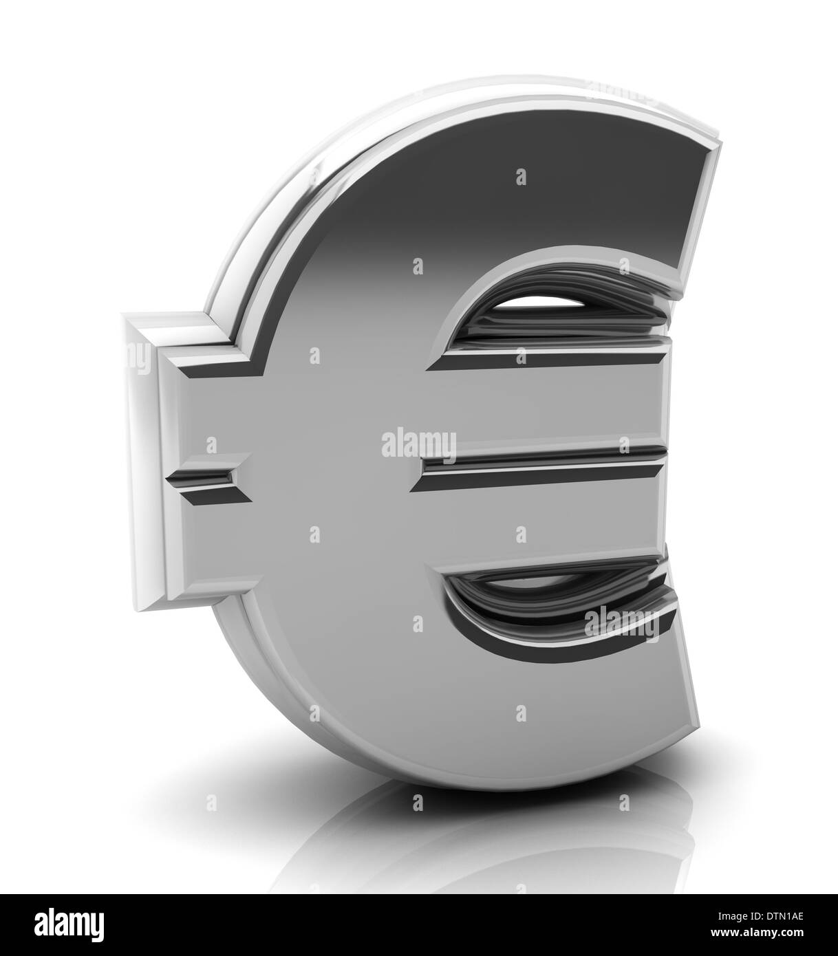 Render silver euro symbol in 3d on white background Stock Photo - Alamy