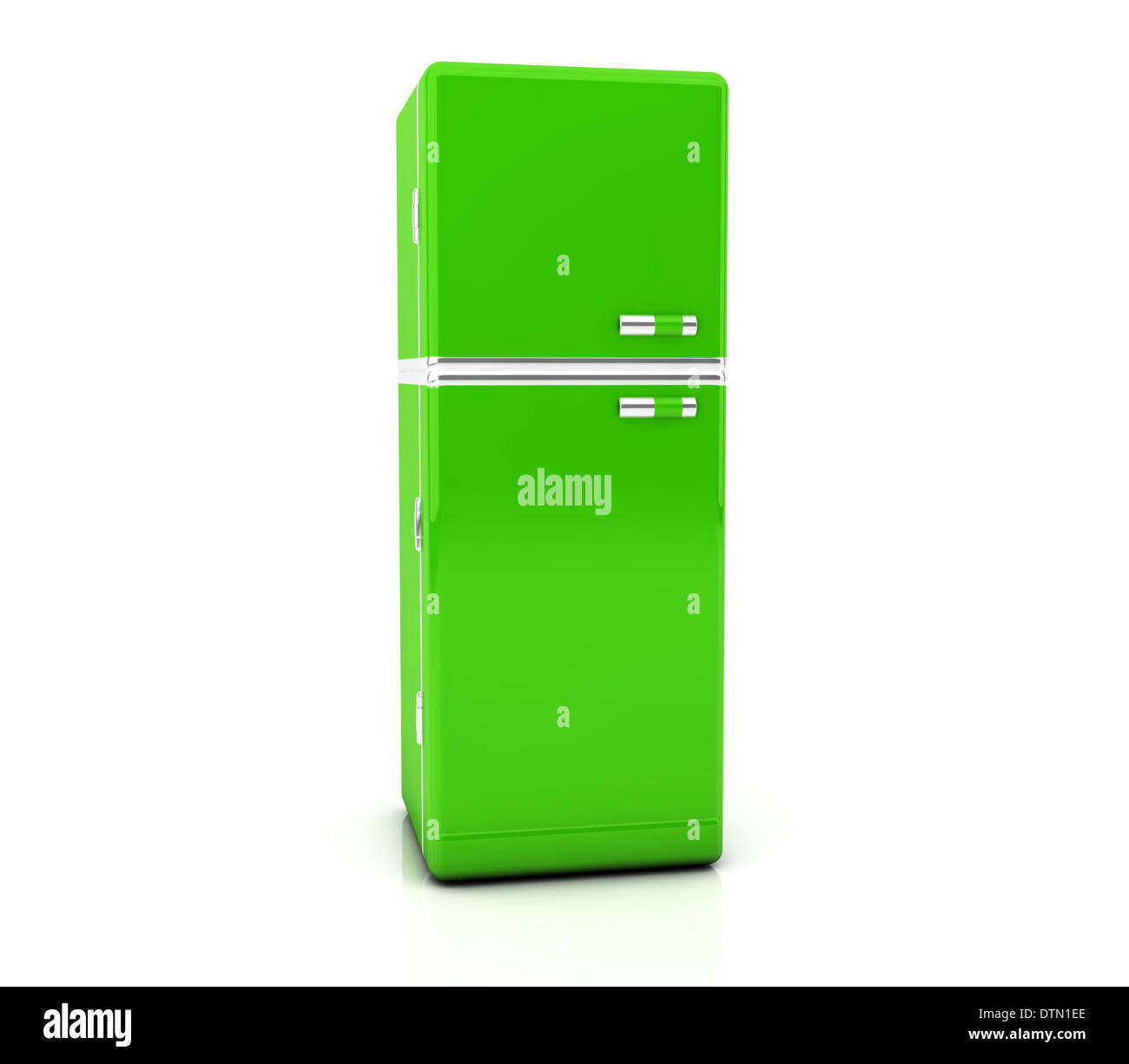3d green refrigerator on white backgrpund Stock Photo - Alamy