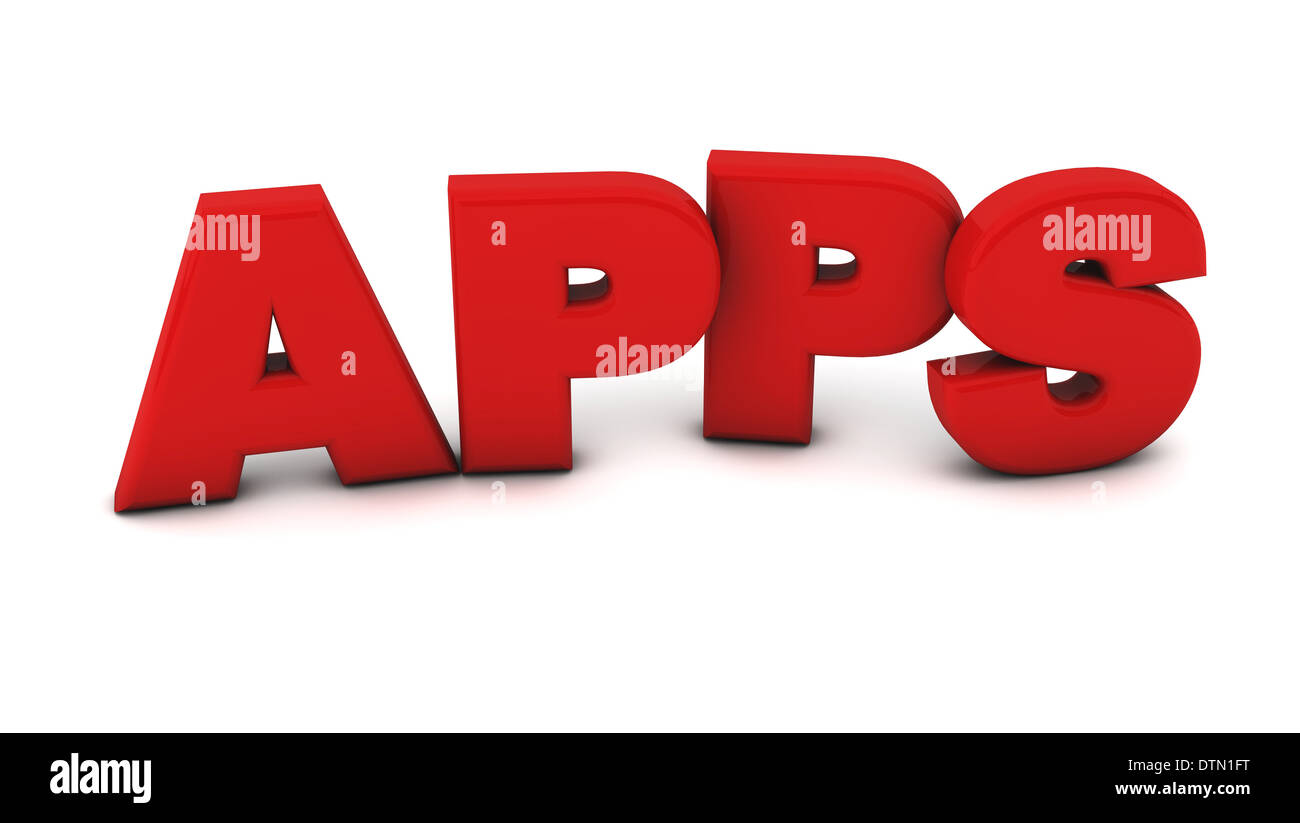 Apps in red on white background Stock Photo - Alamy