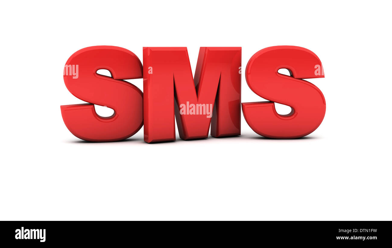 Sms in red on white background Stock Photo - Alamy