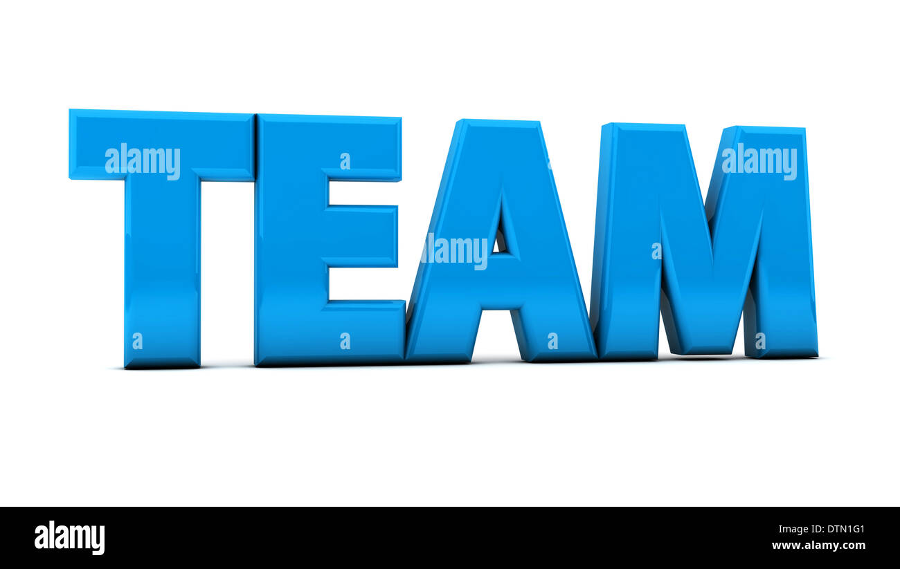 Team in blue on white background Stock Photo - Alamy