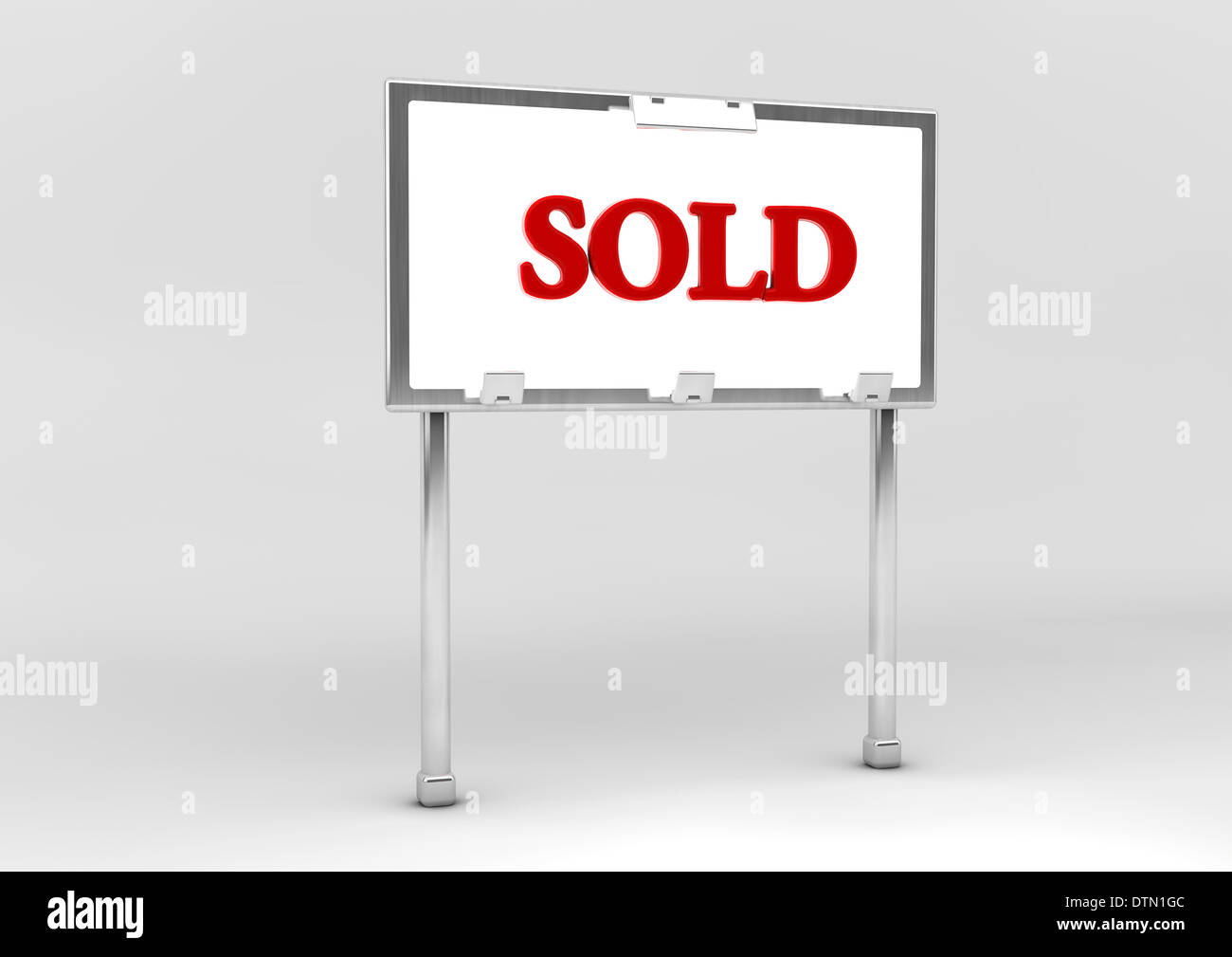 3d sold sign in red on white background Stock Photo - Alamy