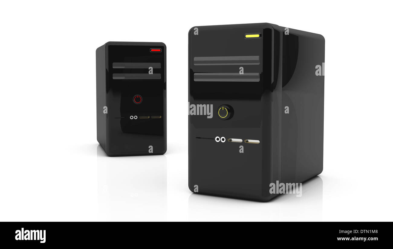 3d desktop pcs on white background Stock Photo - Alamy